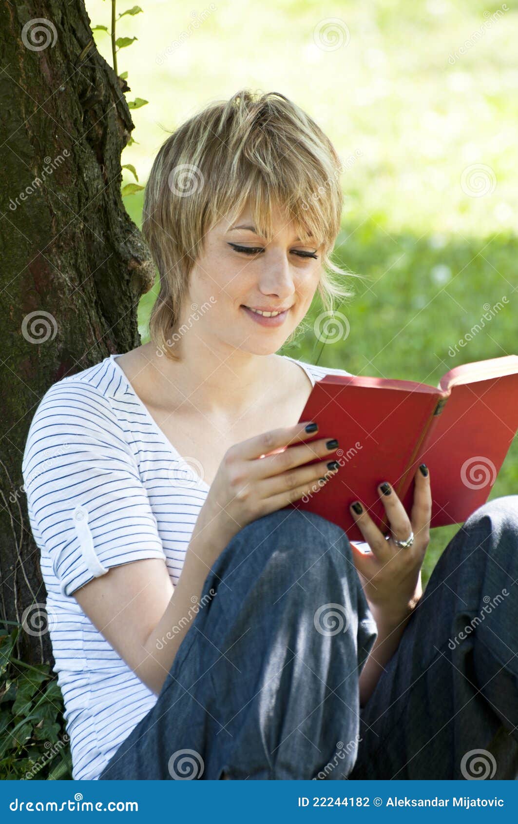Portrait of Beautiful Woman Reading Book Stock Photo - Image of ...