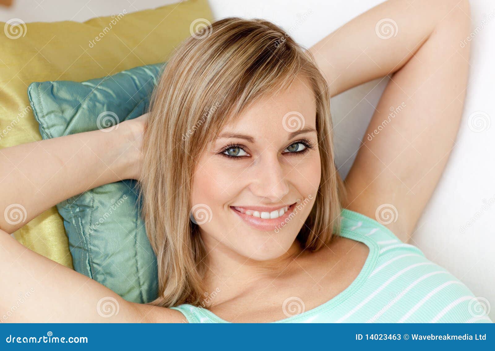 Portrait of a Beautiful Woman Relaxing Stock Image - Image of home ...