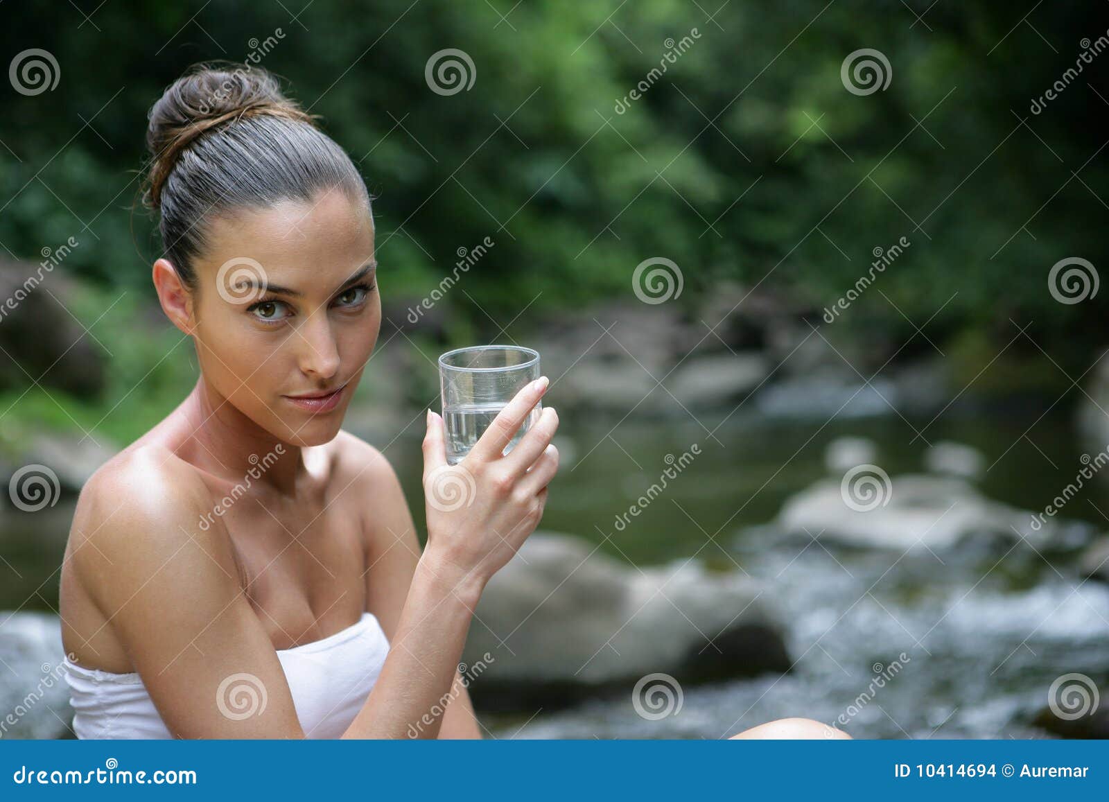 Portrait of Beautiful Woman in River Stock Photo - Image of glass ...