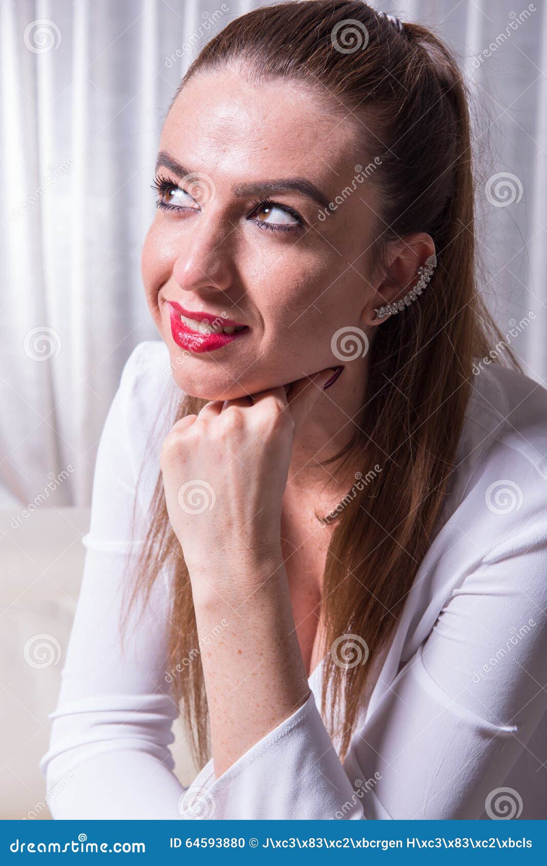 Portrait of a Beautiful Woman Smiling into the Light Stock Photo ...