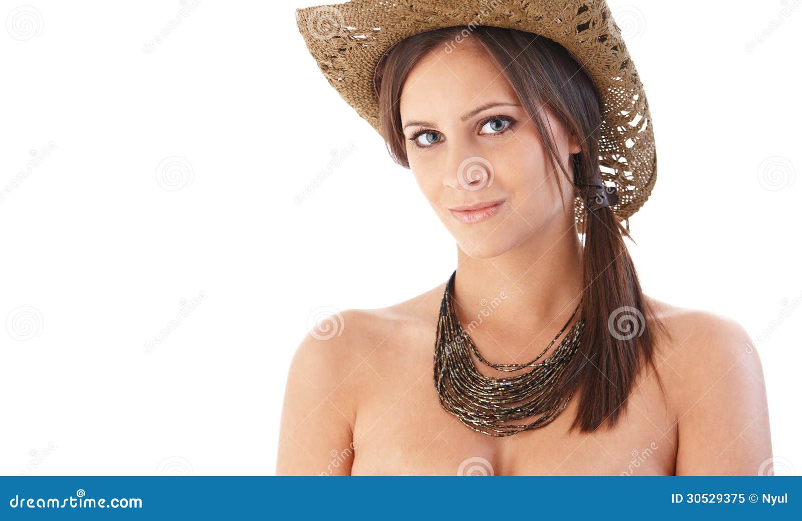 Portrait Of Beautiful Woman In Straw Hat Stock Image Image Of