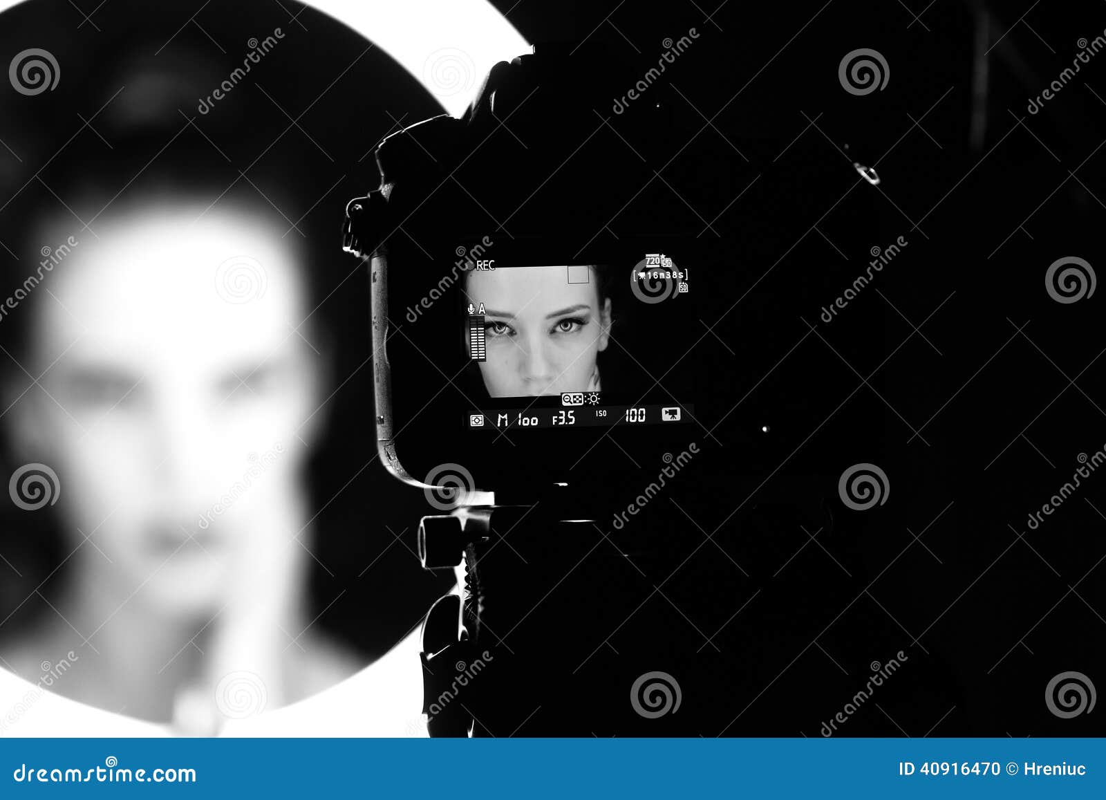 Portrait of a Beautiful Woman in the Studio, Backstage Stock Photo ...