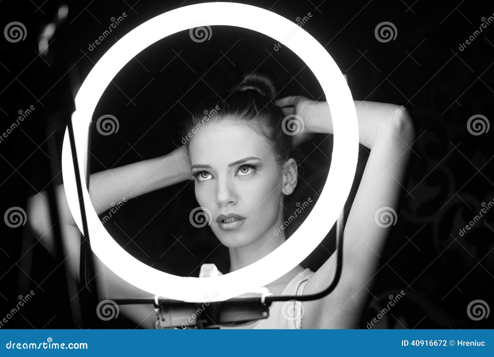 Portrait of a Beautiful Woman in the Studio, Backstage Stock Photo ...