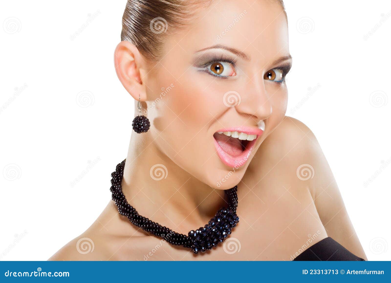 Portrait of a Beautiful Woman Surprised Stock Image - Image of joyful ...