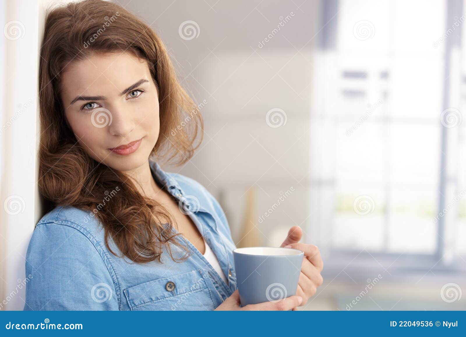 Portrait of Beautiful Woman with Tea Mug Stock Photo - Image of ...