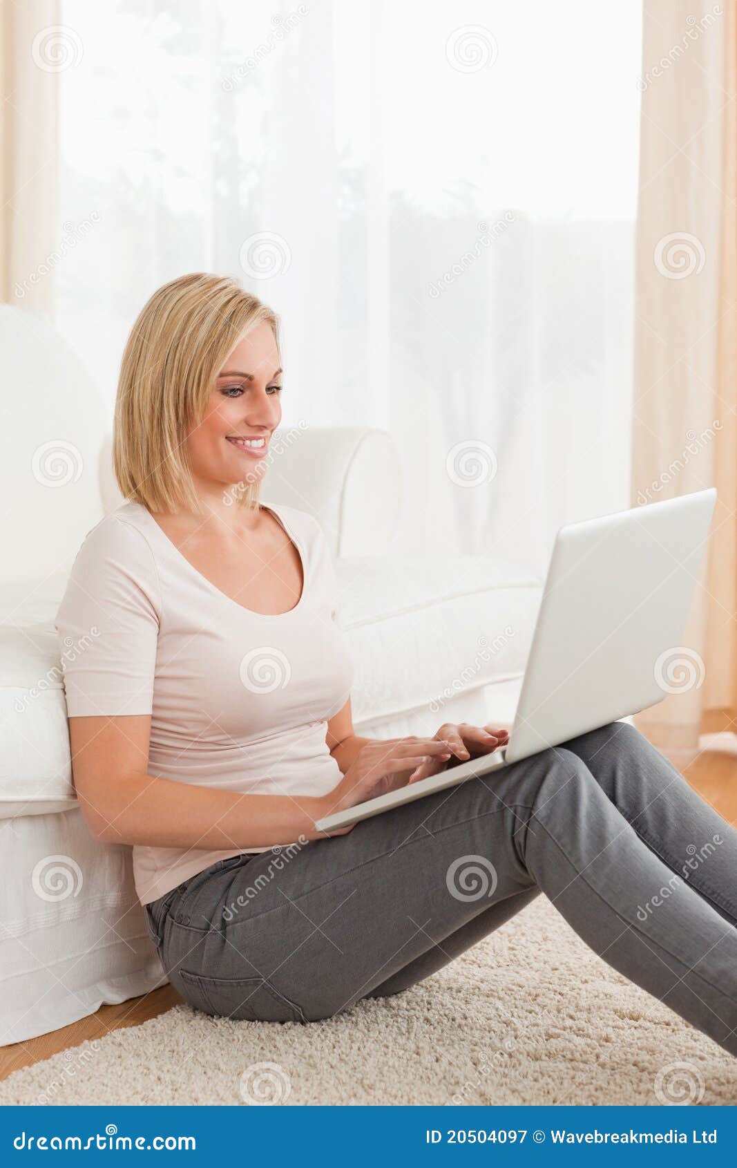 Portrait of a Beautiful Woman Using a Laptop Stock Image - Image of ...