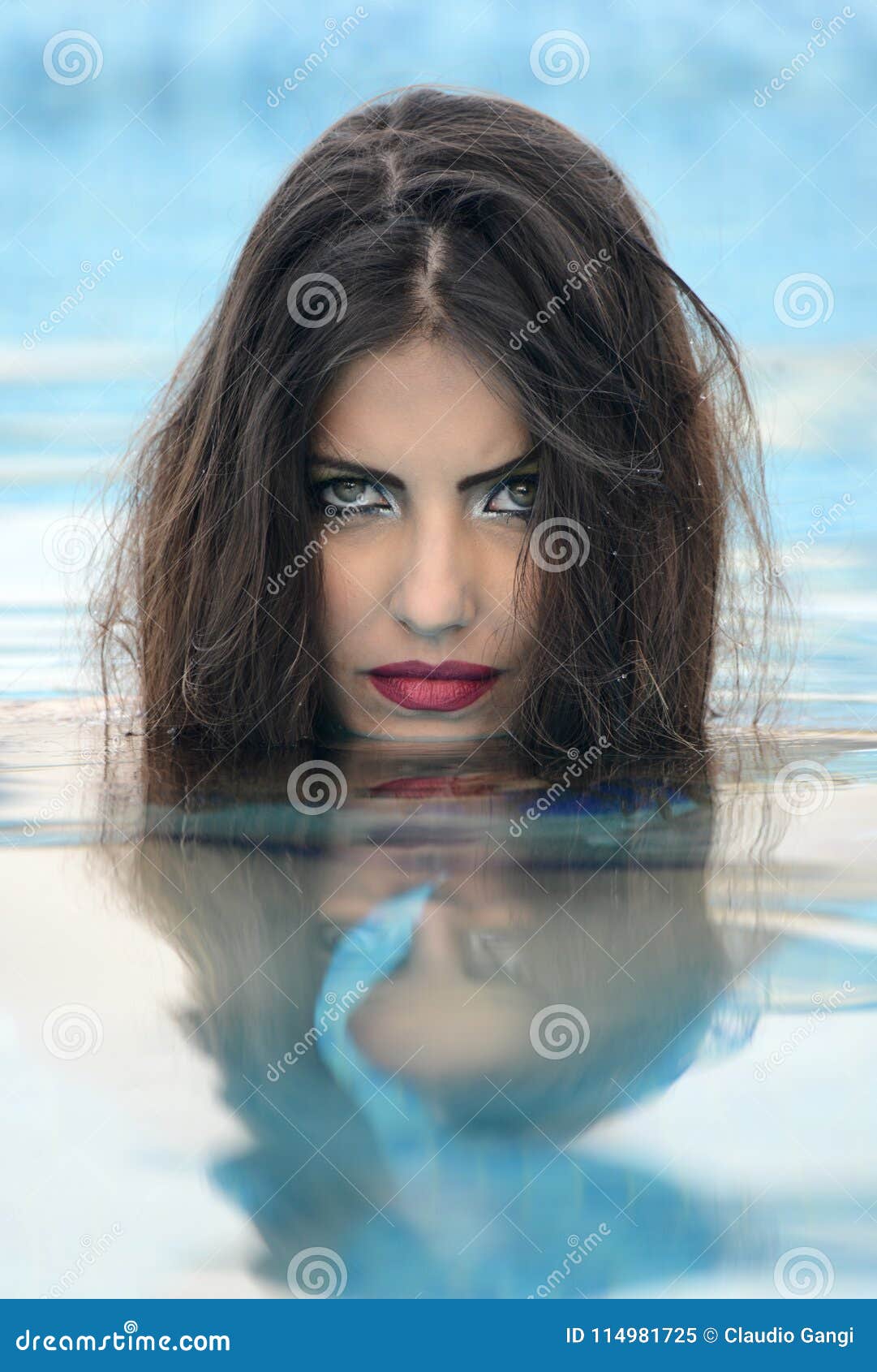 Portrait of Beautiful Woman in the Water Stock Image - Image of fashion ...