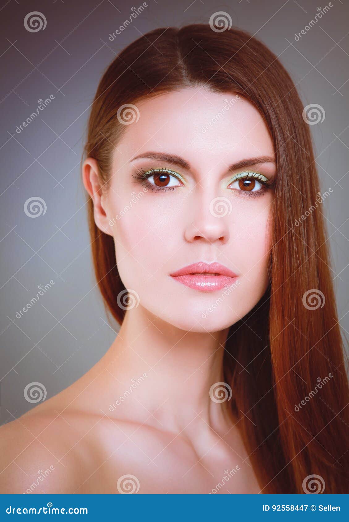 Portrait of Beautiful Woman on White Background Stock Image - Image of ...