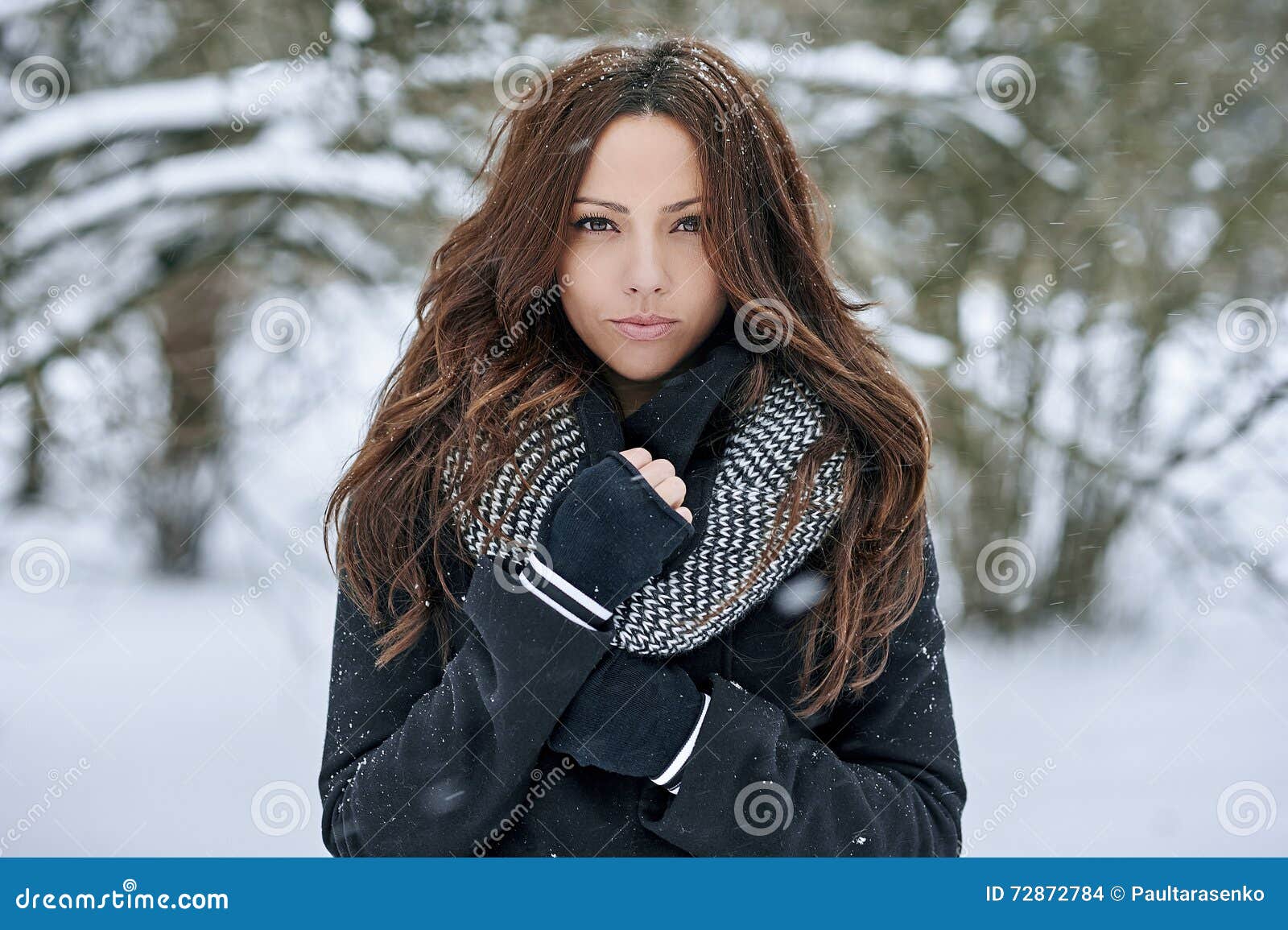 Portrait of a Beautiful Woman in Winter Stock Photo - Image of model ...