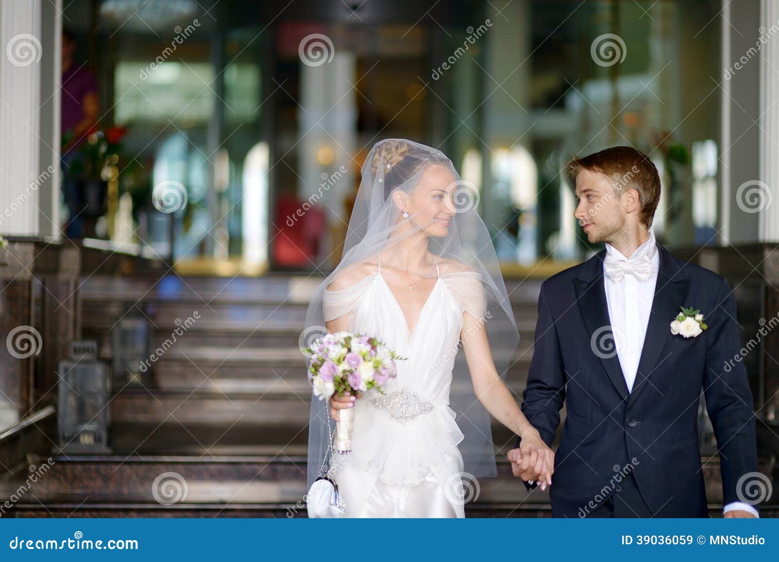 Portrait of a Beautiful Young Bride and Groom Stock Image - Image of ...