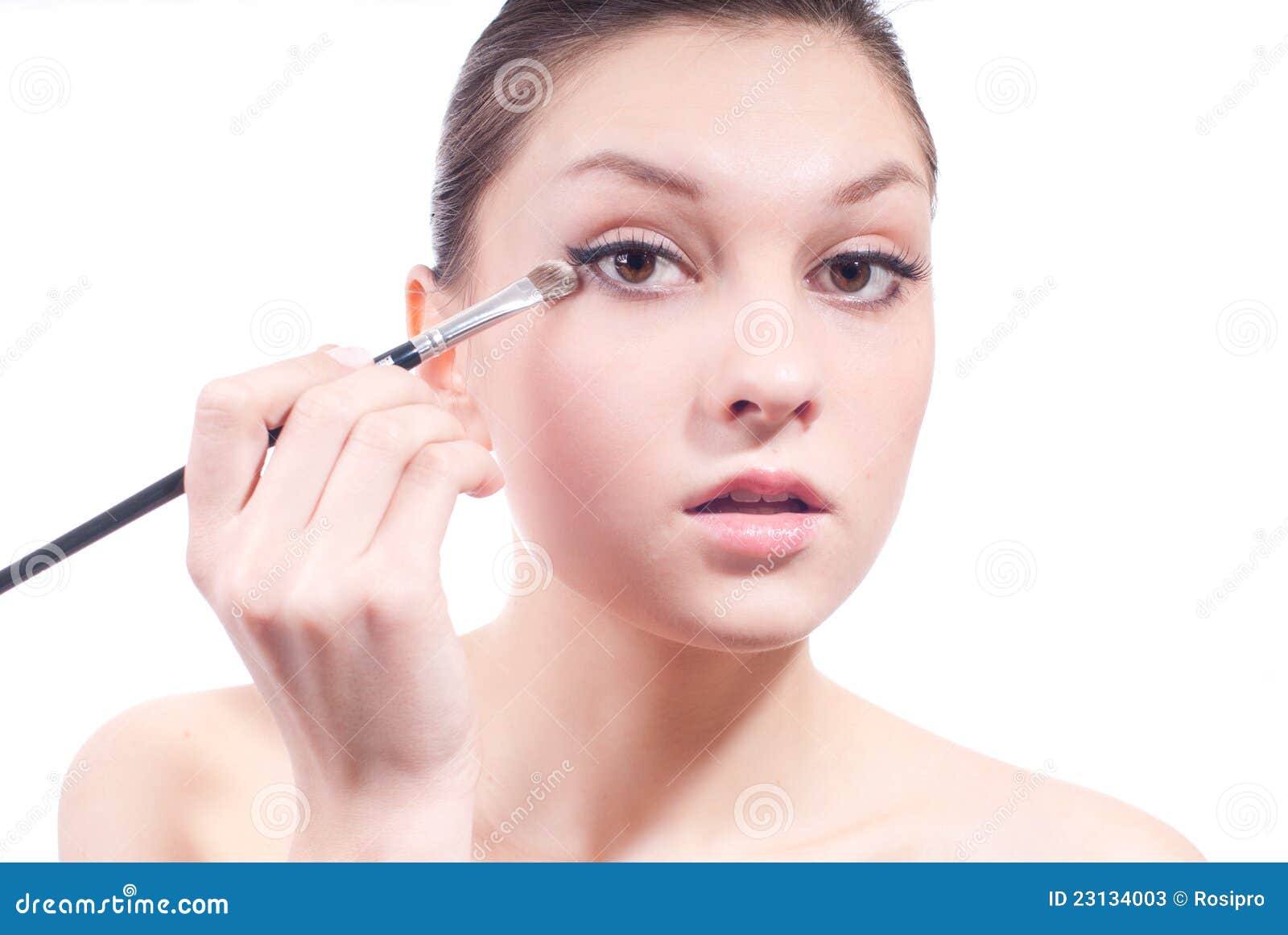Portrait of Beautiful Young Girl Doing Makeup Stock Image - Image of ...