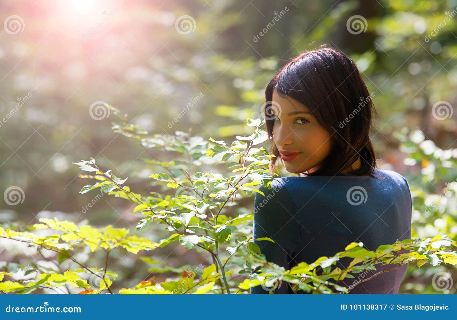 Young girl in the forest stock image. Image of sensual - 101138317