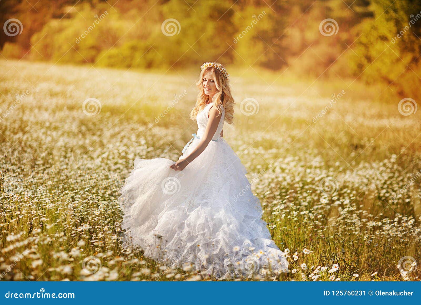 Beautiful Blonde In A Chamomile Field Stock Image Image Of Model