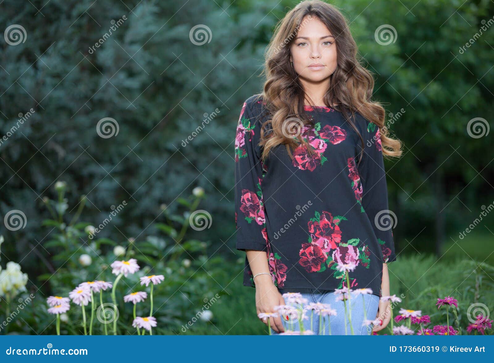 Portrait Of Beautiful Young Girl Posing Outside Stock Image Image Of