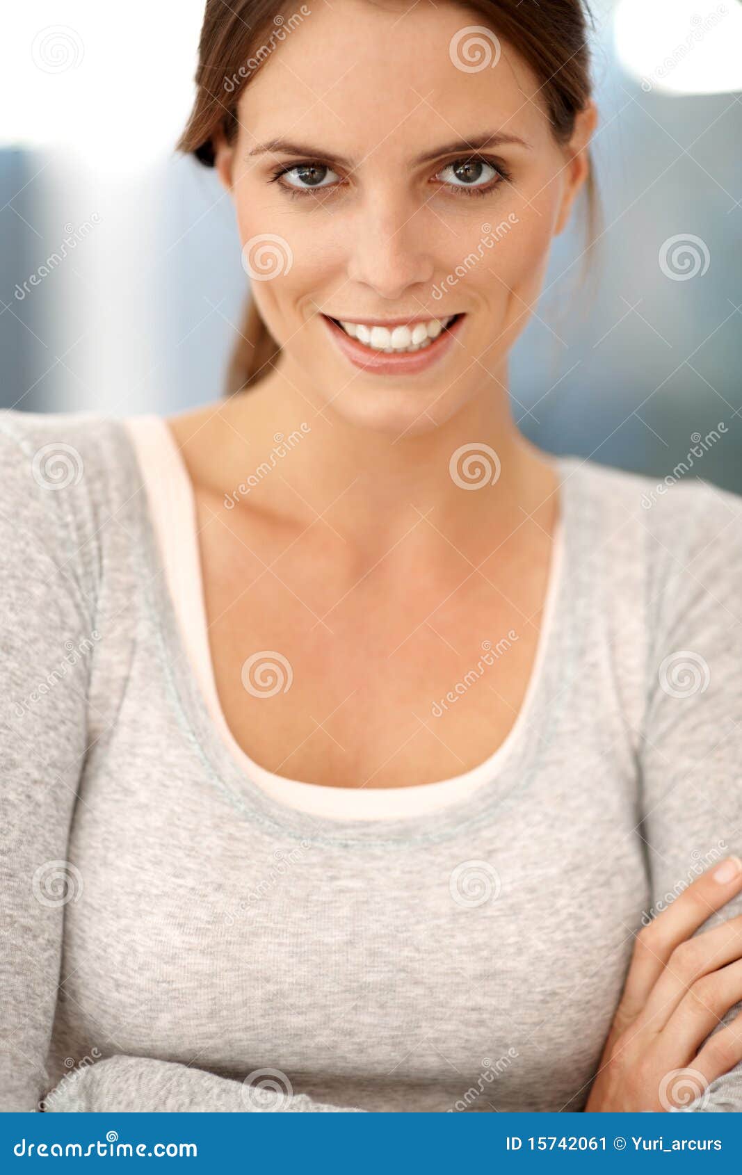 Portrait of Beautiful Young Lady Smiling Stock Image - Image of ...