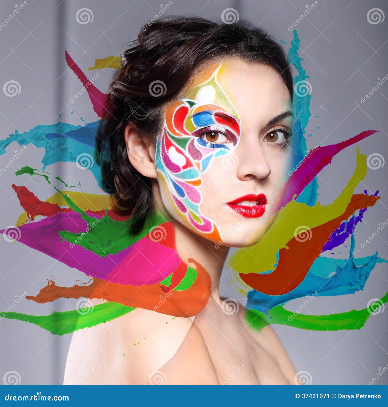 Portrait of a Beautiful Young Model with Bright Make Up Stock Image ...