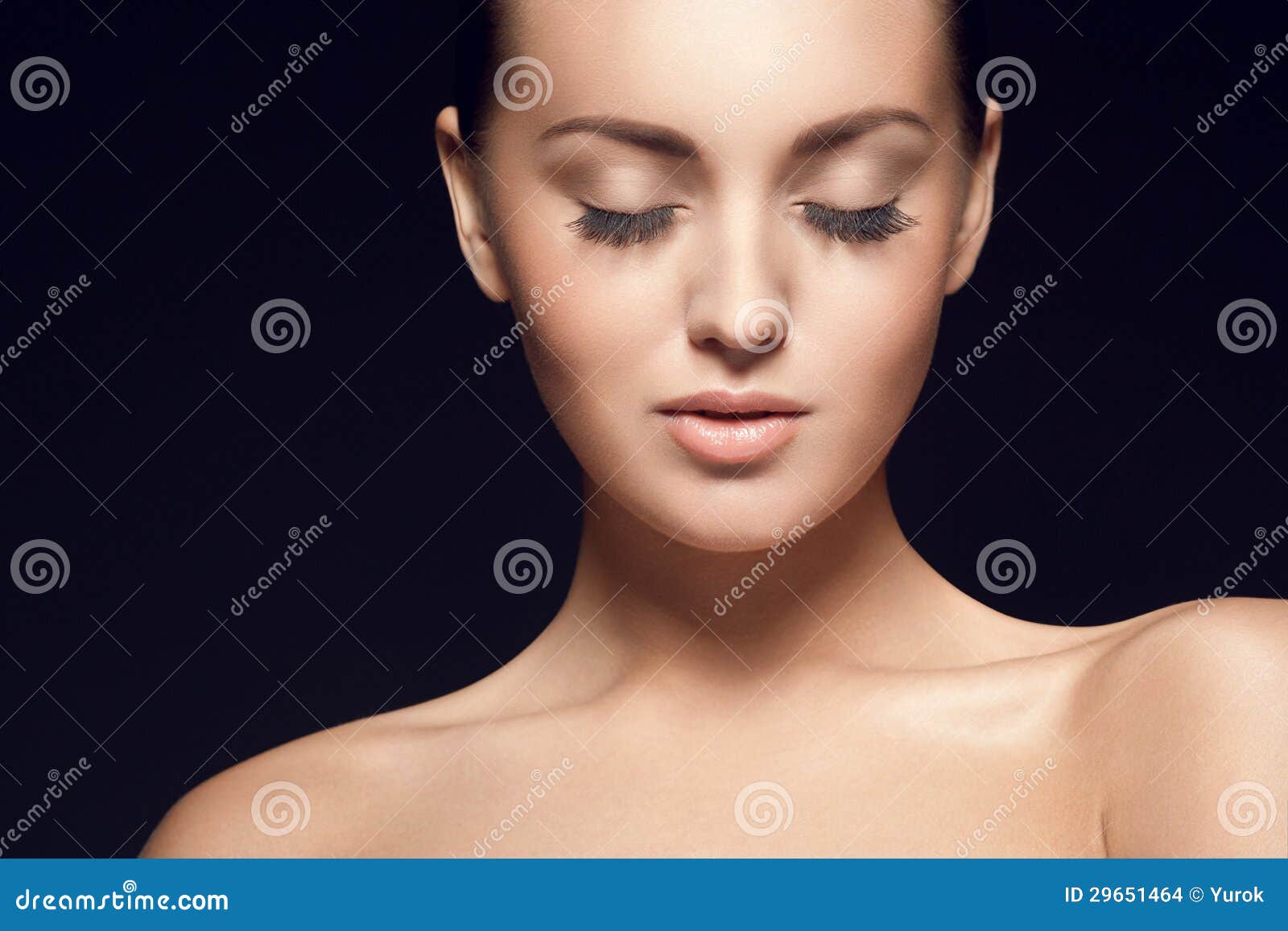 Portrait of Beautiful Young Model, with Eyes Closed Stock Photo - Image ...