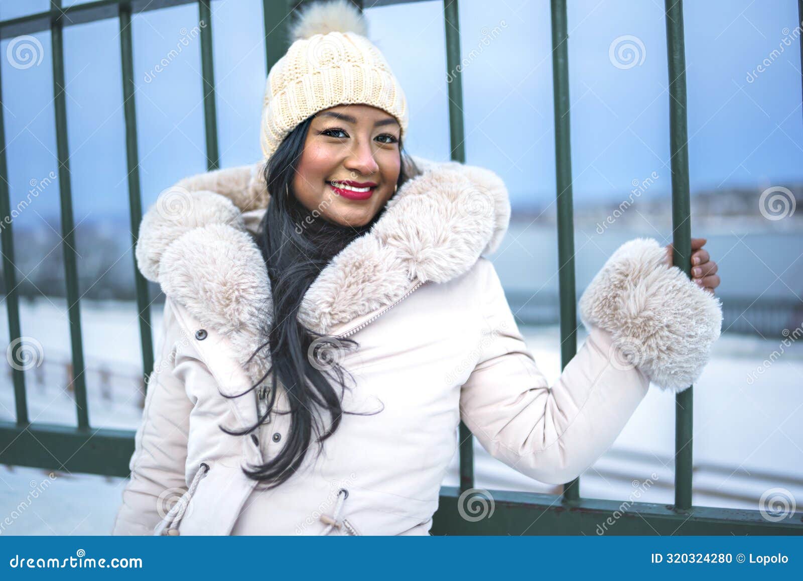 Portrait of a Beautiful Young Model Outside in Winter Season Stock ...