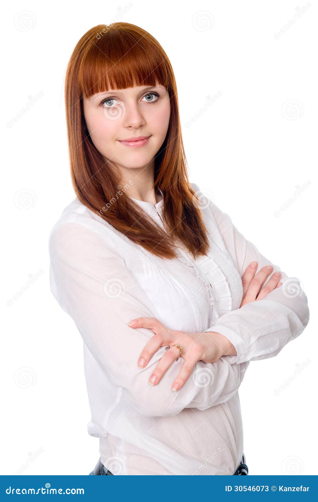 Portrait of a Beautiful Young Woman with Folded Arms Stock Image ...