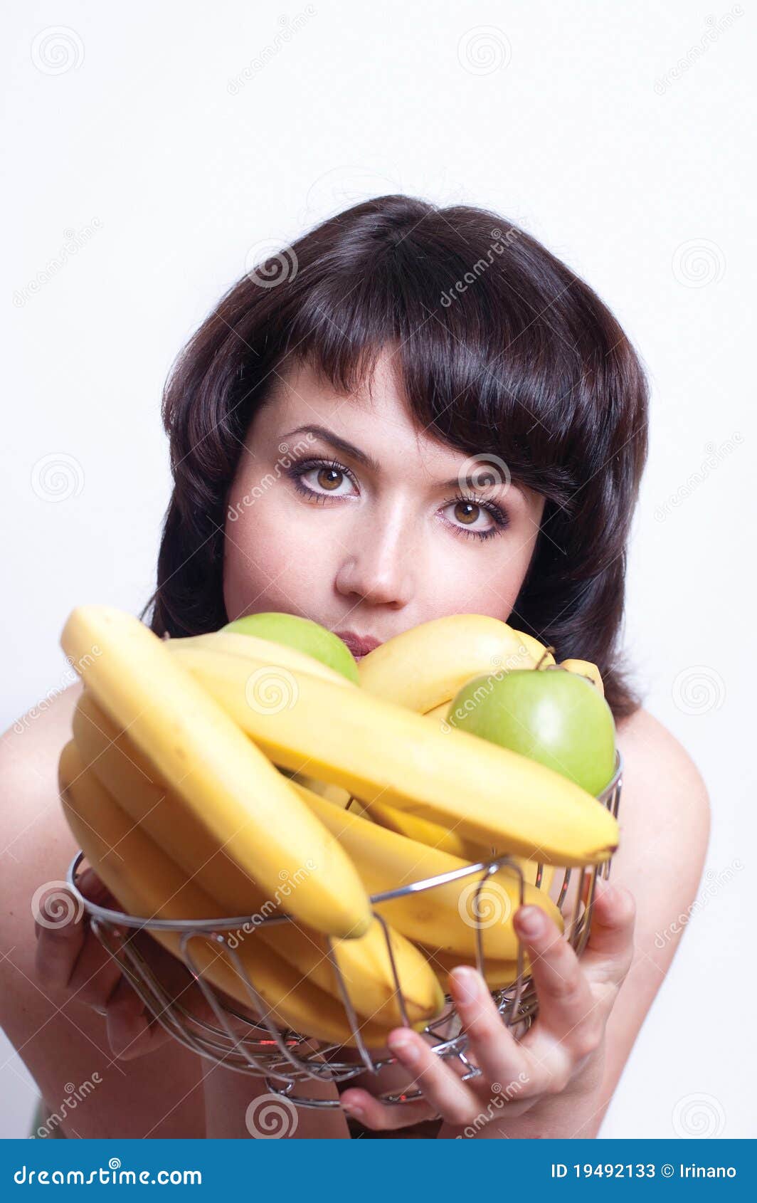 Portrait of Beautiful Young Woman with Fruit Stock Image - Image of ...