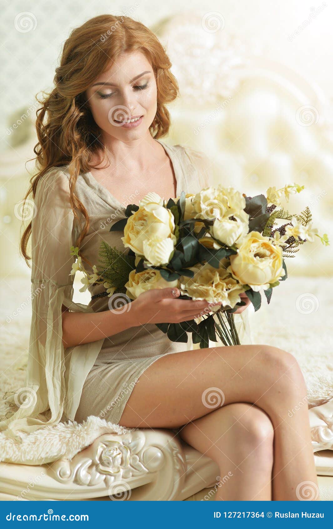 Portrait of Beautiful Young Woman Holding White Flowers Stock Photo ... Portrait of Beautiful Young Woman Holding White Flowers Stock Photo ...