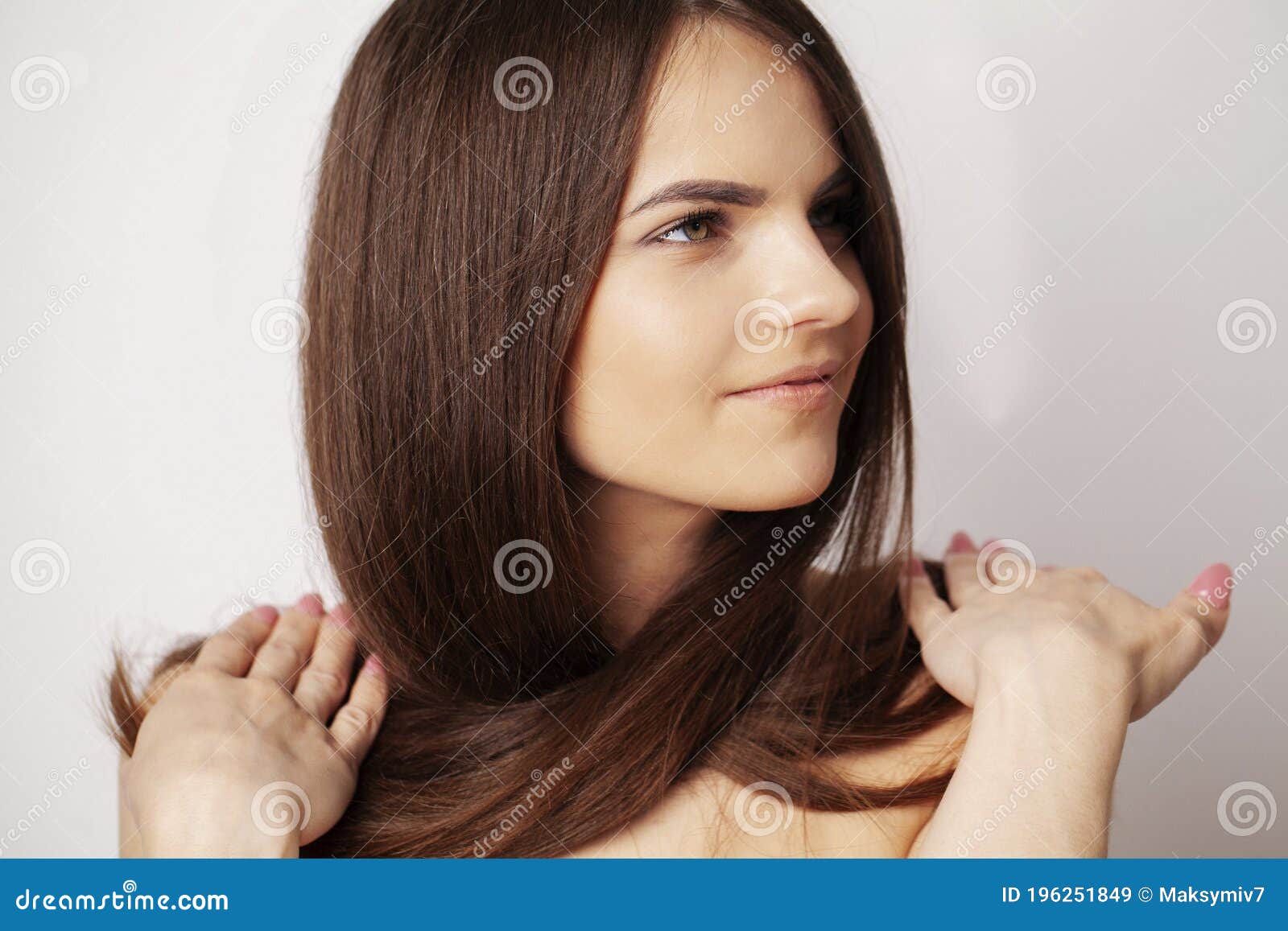 Portrait Of The Beautiful Young Woman With Long Brown Hair Stock Image