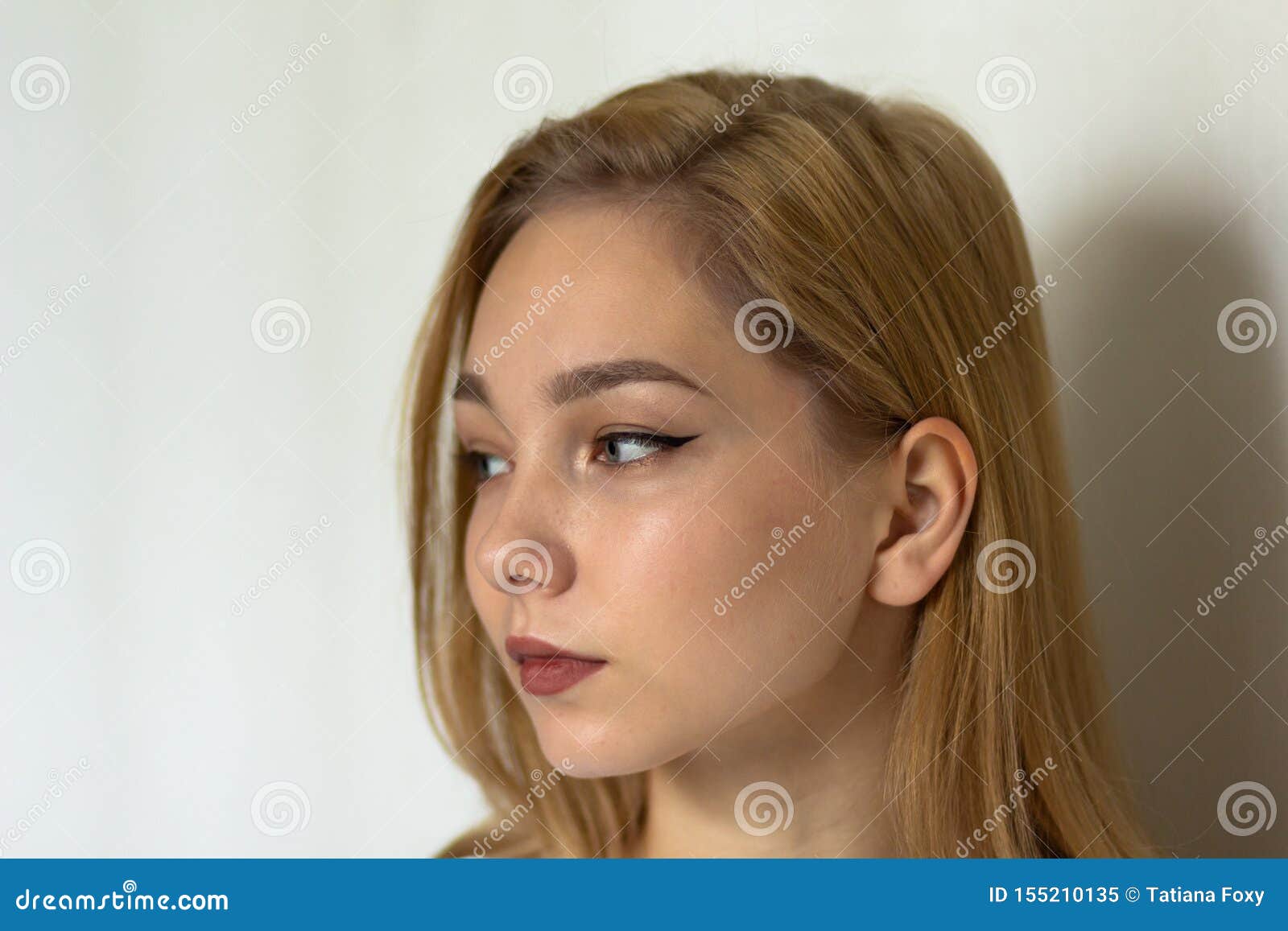 Portrait of the Beautiful Young Woman Looking Aside Stock Image - Image ...