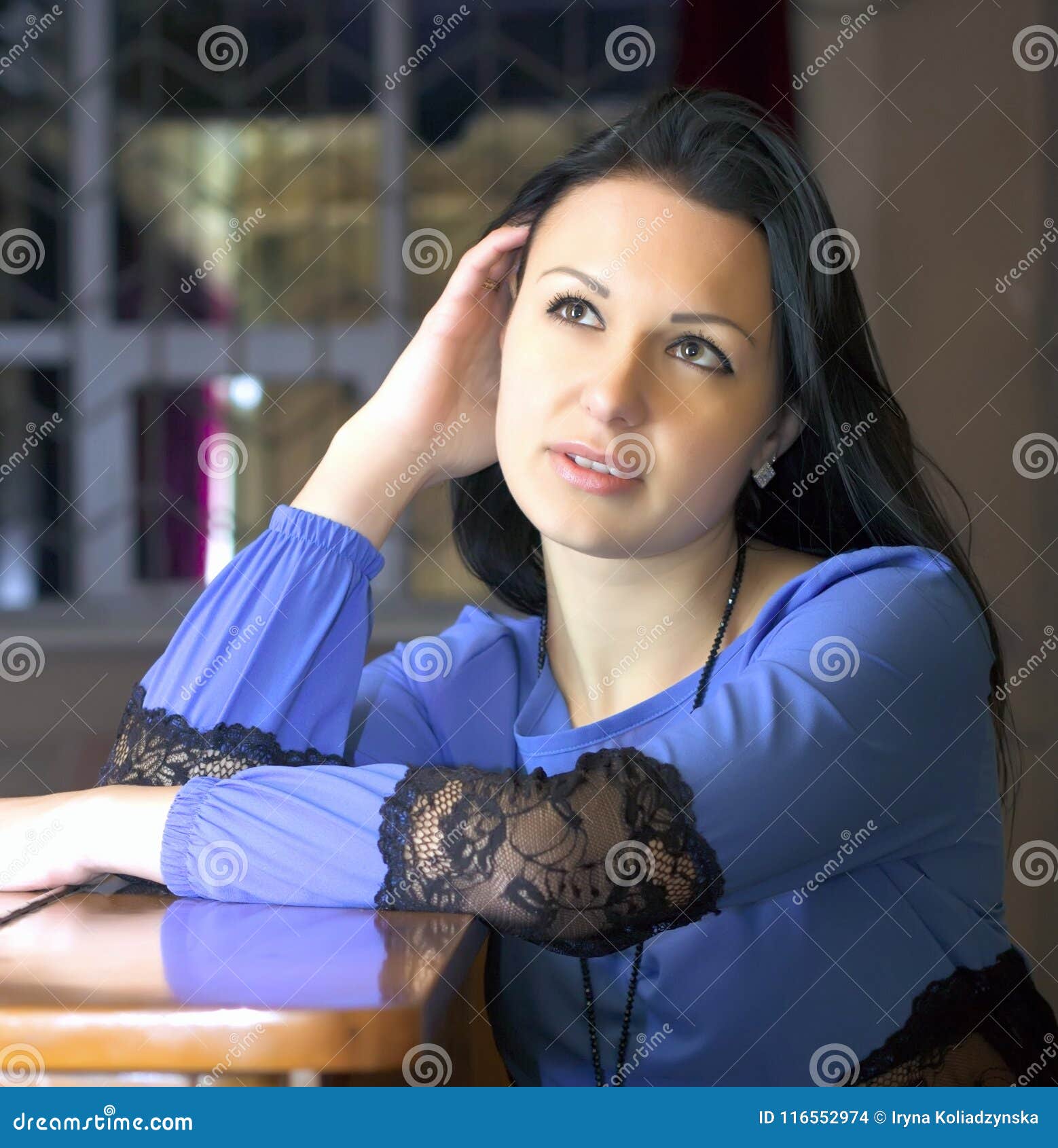 Portrait of a Beautiful Young Woman Looking Thoughtfully Forward Stock ...