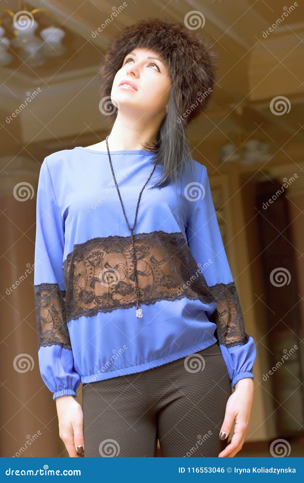 Portrait of a Beautiful Young Woman Looking Thoughtfully Forward Stock ...