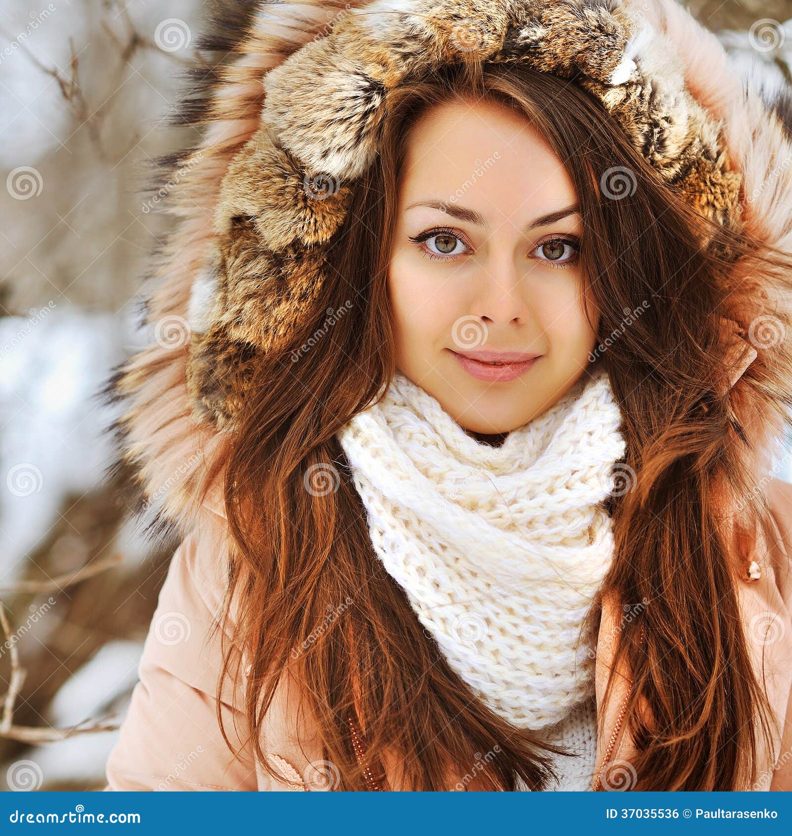 Portrait of a Beautiful Young Woman in Winter Stock Photo - Image of ...