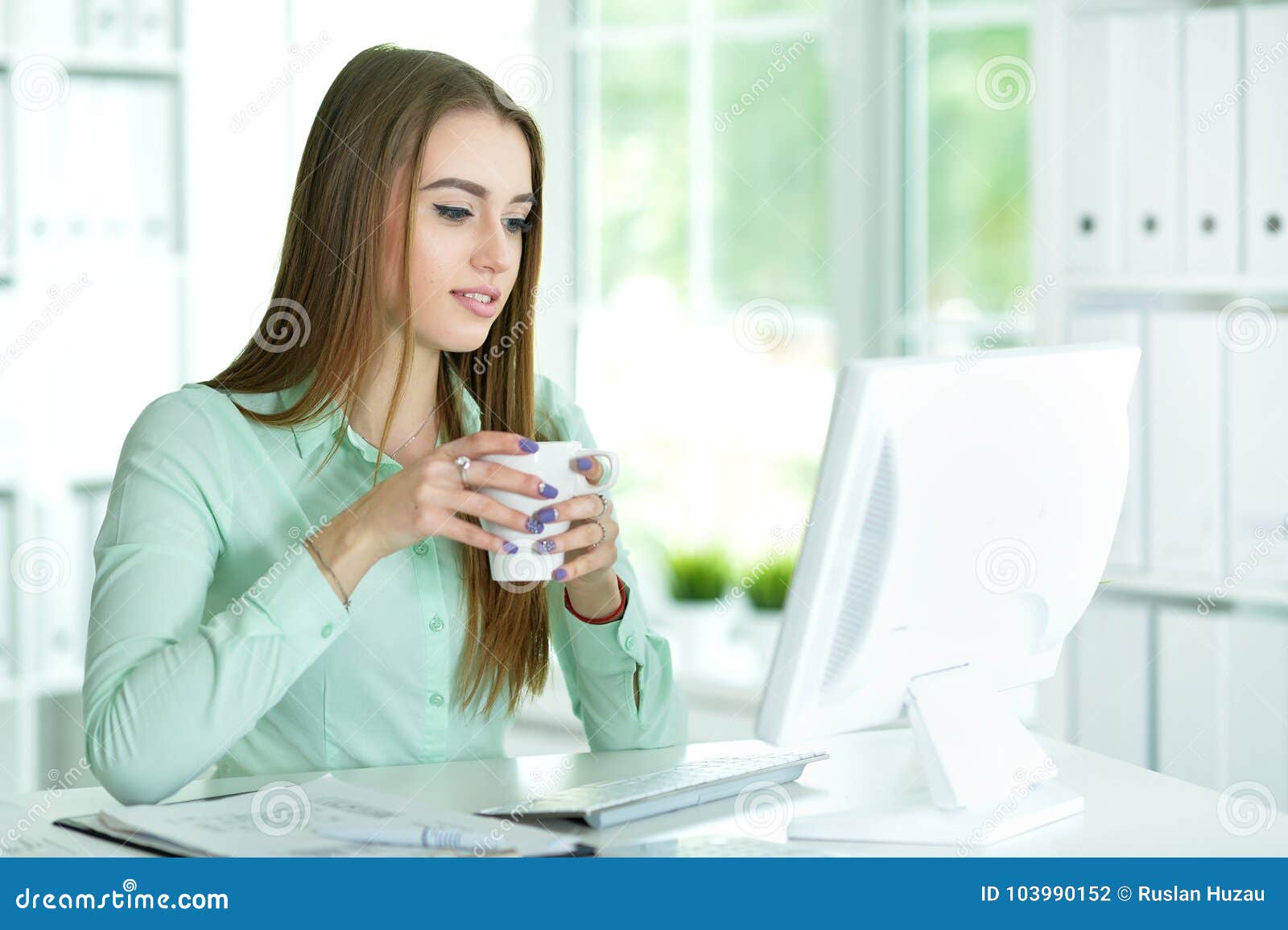 Woman Working with Computer Stock Photo - Image of life, model: 103990152