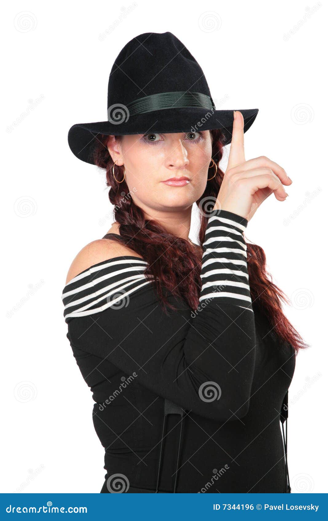 Portrait of Beauty Woman in Black Hat Stock Photo - Image of caucasian ...