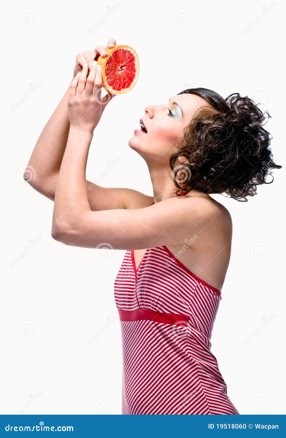 Portrait of Beauty Woman with Grapefruit Stock Photo - Image of female ...