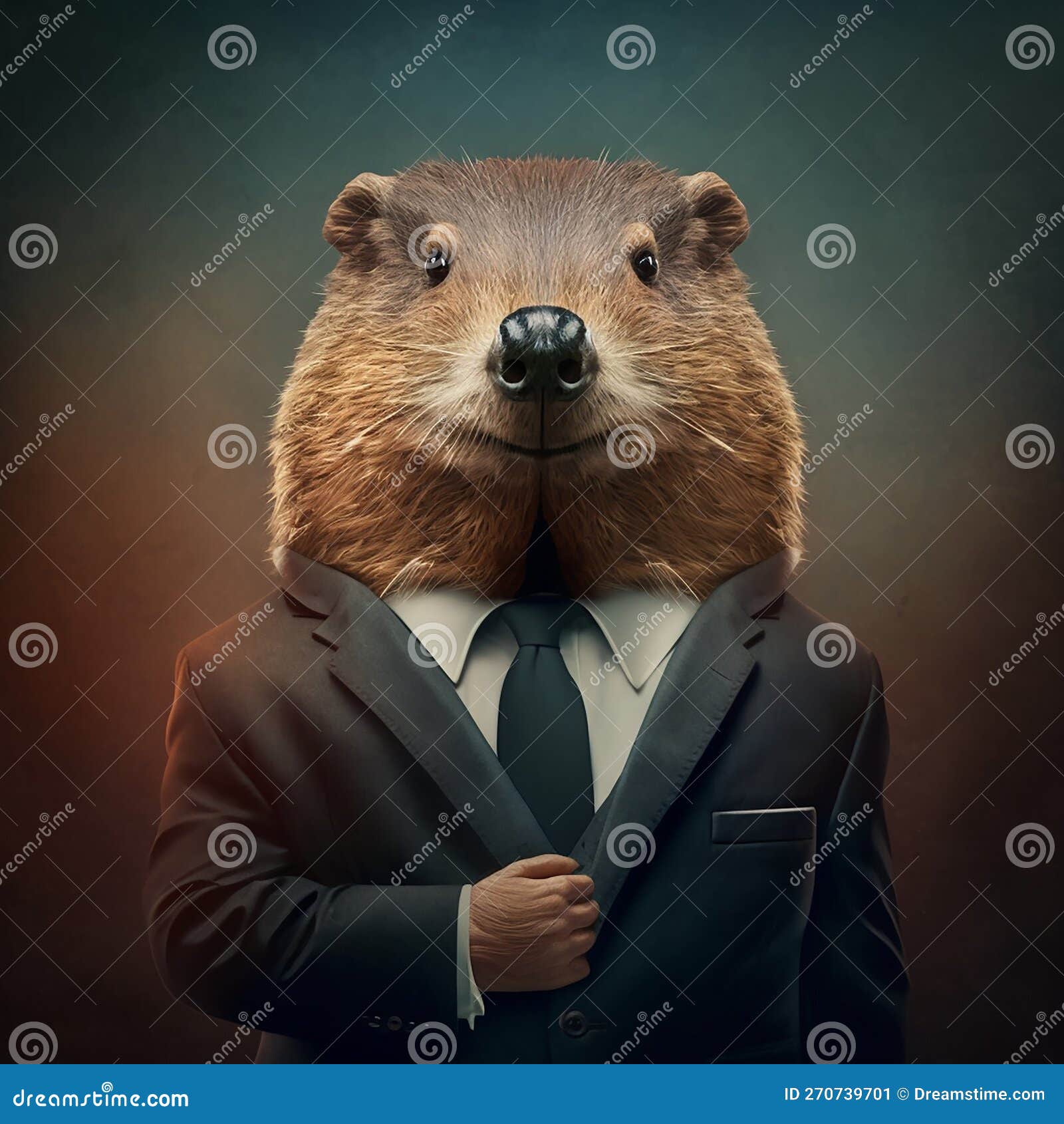 Portrait of a Beaver Dressed in a Formal Business Suit Stock ...