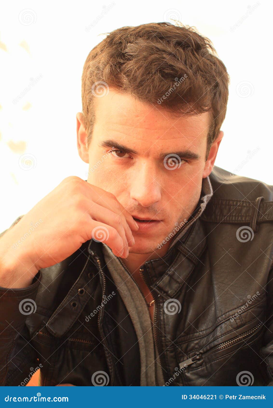 Portrait of beguiling man stock image. Image of inviting - 34046221