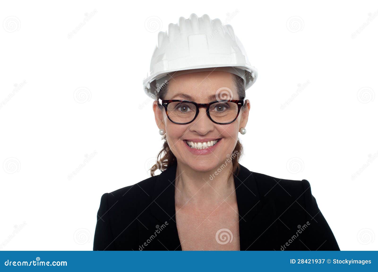 Portrait of a Bespectacled Female Architect Stock Image - Image of ...