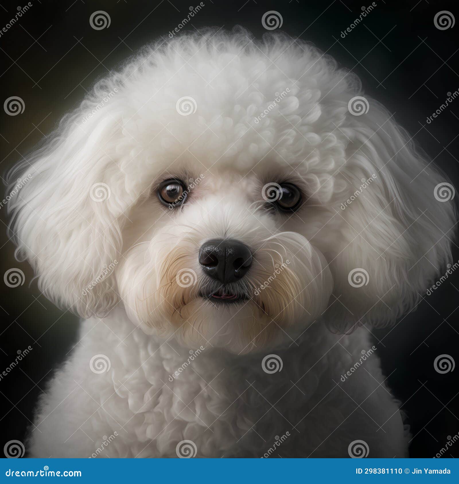 Portrait of a Bichon Frise Dog on Dark Background Stock Illustration ...