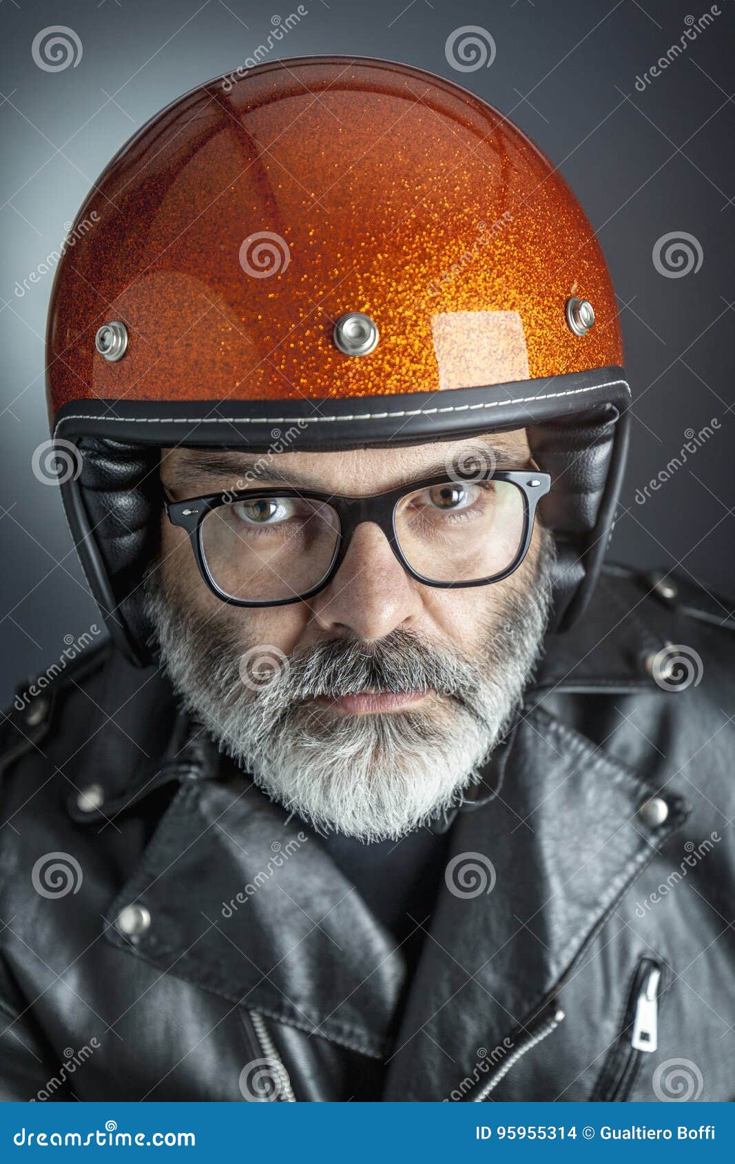 Portrait of biker stock photo. Image of caucasian, person - 95955314