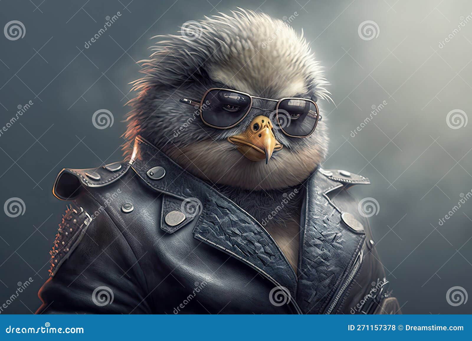 Portrait of a Bird Dressed in a Biker Jacket Stock Illustration ...
