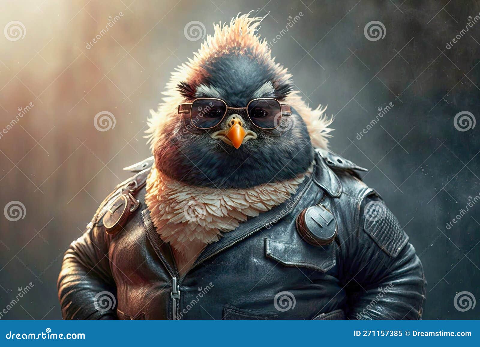 Portrait of a Bird Dressed in a Biker Jacket Stock Illustration ...
