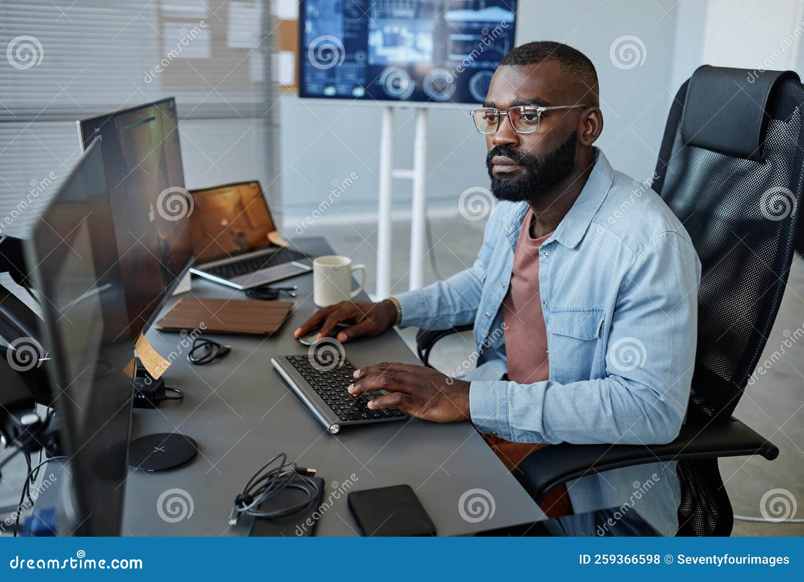 Game Developer Working stock photo. Image of programmer - 259366598