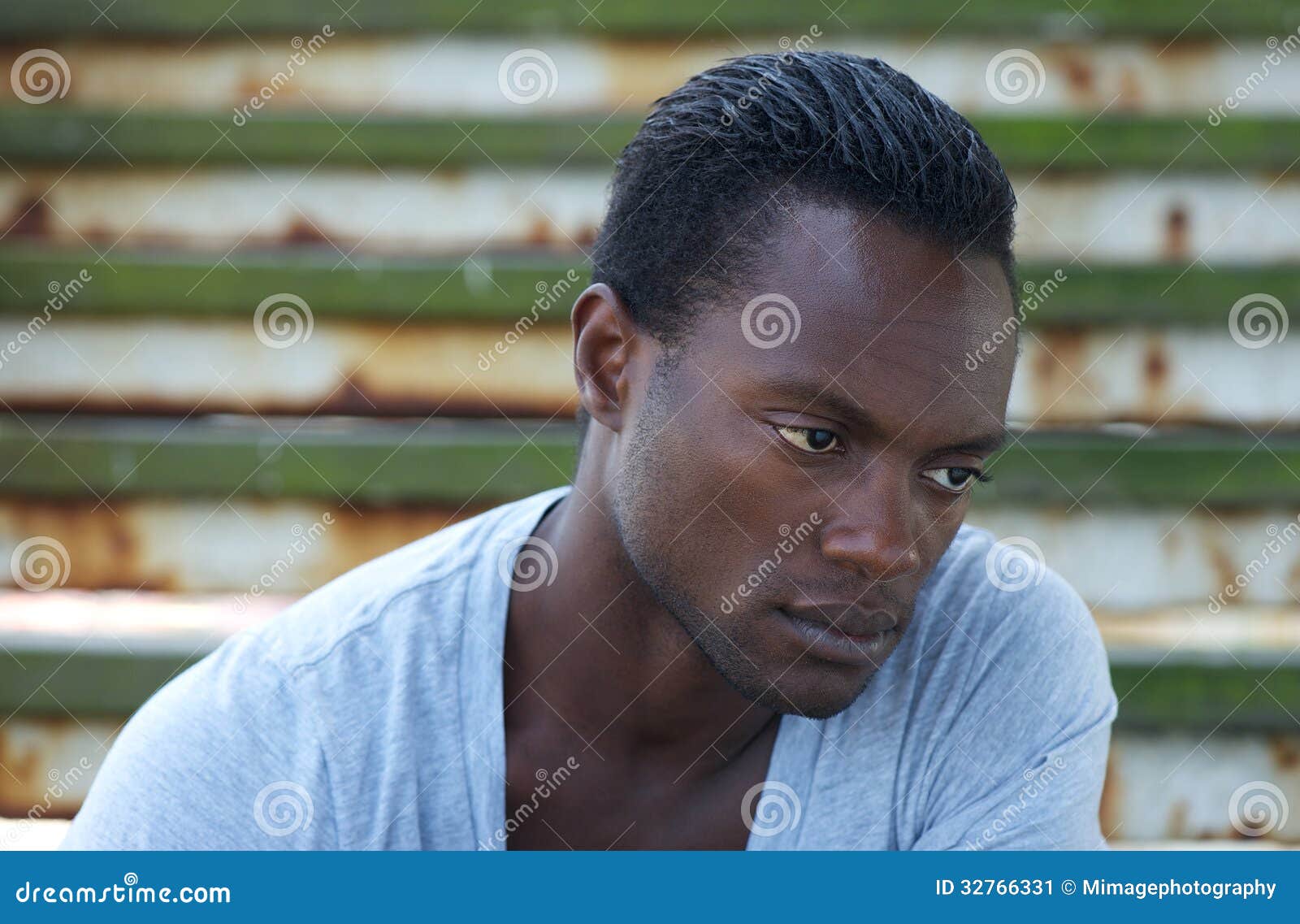 Portrait of a Black Man Alone Stock Image - Image of intense ...