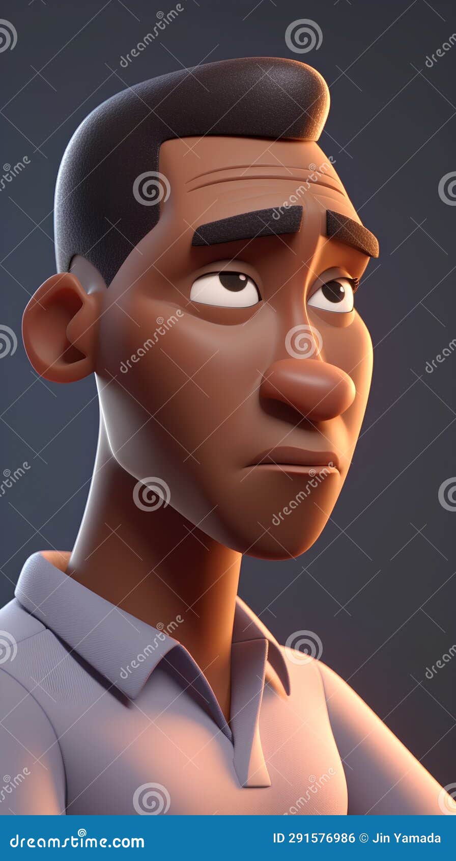 Portrait of a Black Man, 3d Render, Square Image Stock Illustration ...