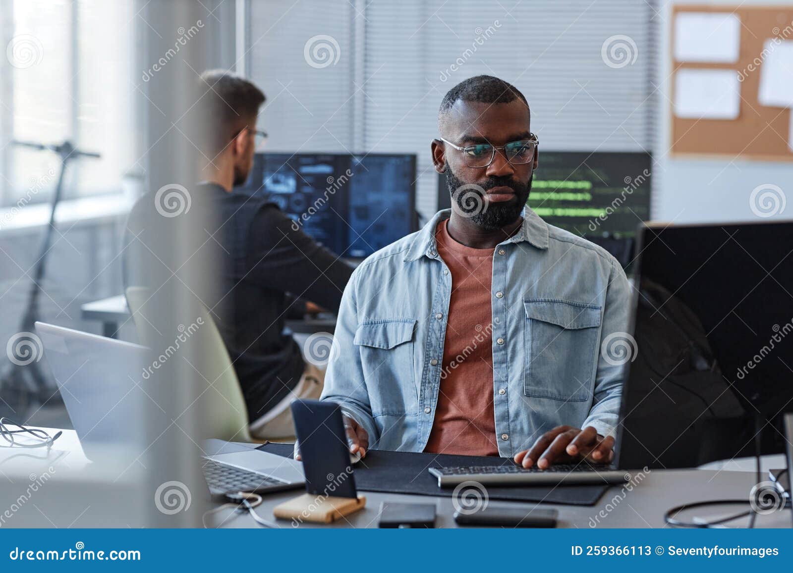 Computer Programmer at Workplace Stock Image - Image of production, developer: 259366113