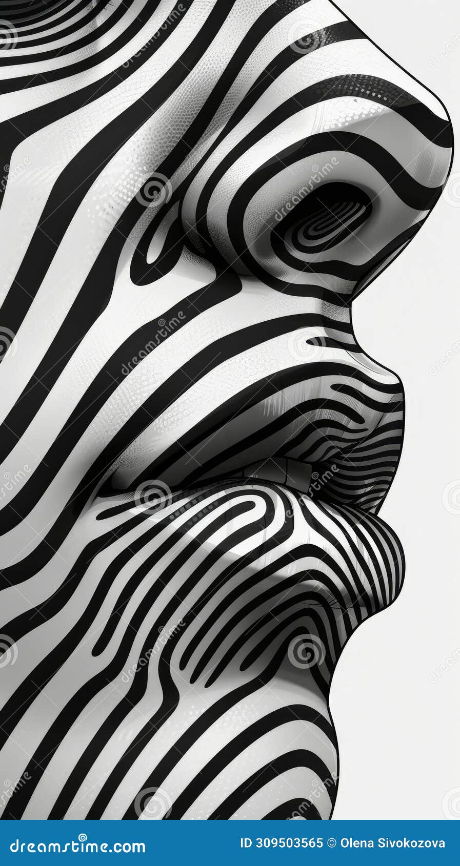Portrait of Black and White Stripes, Abstract, AI Generated Stock ...