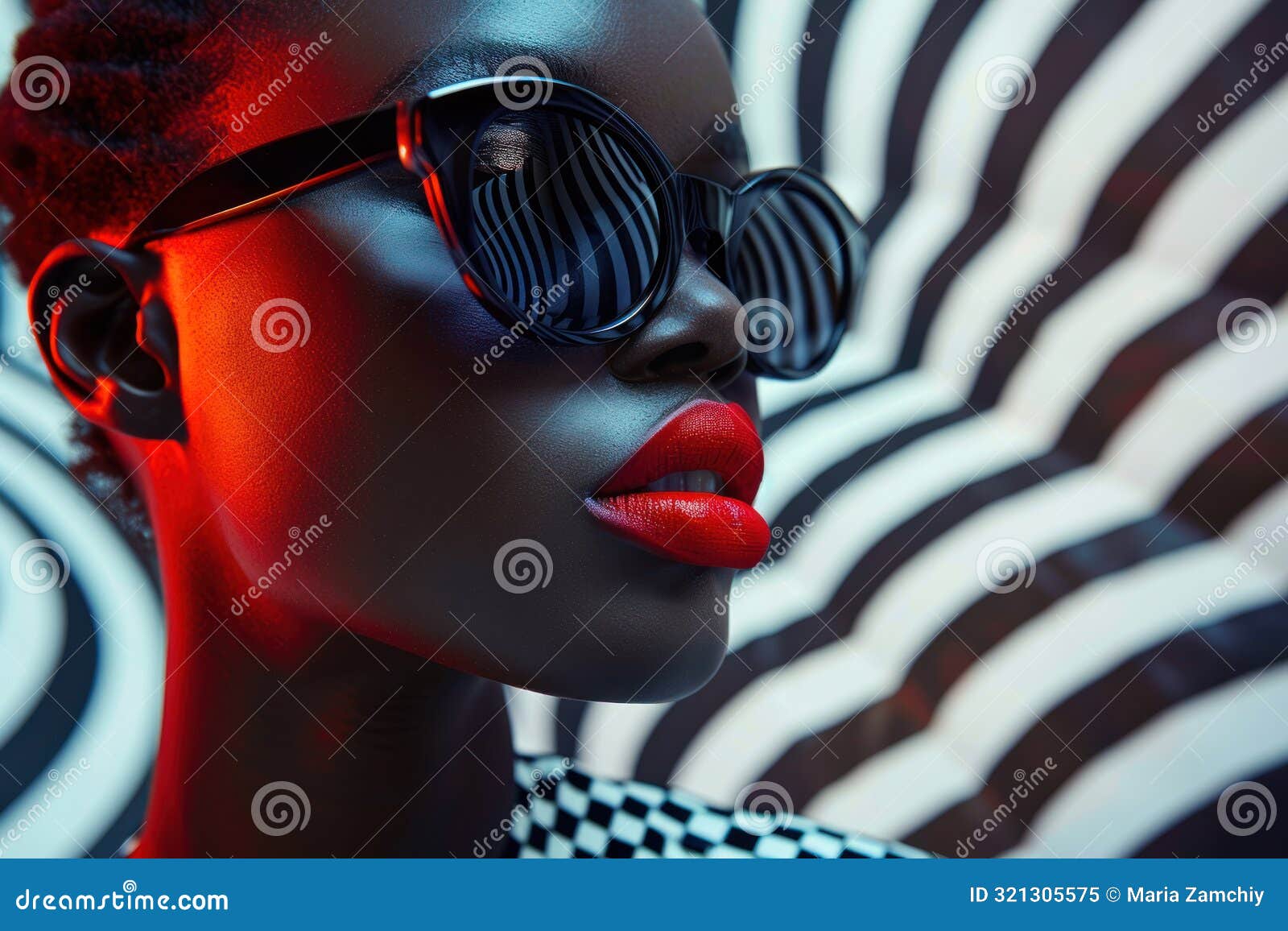 Portrait of Black Woman with Visual Distortion Effect, Striking ...