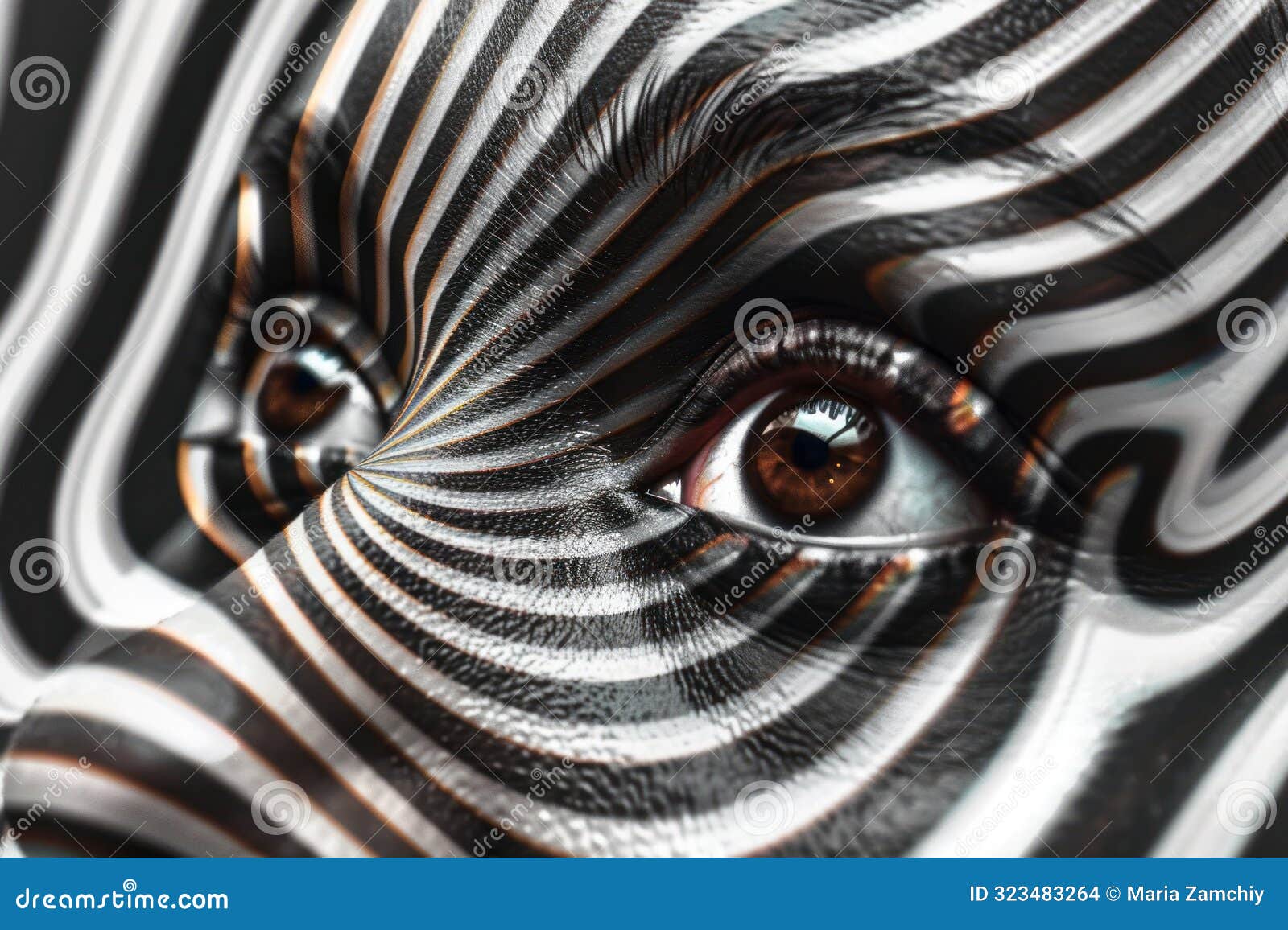 Portrait of Black Woman with Visual Distortion Effect, Striking ...