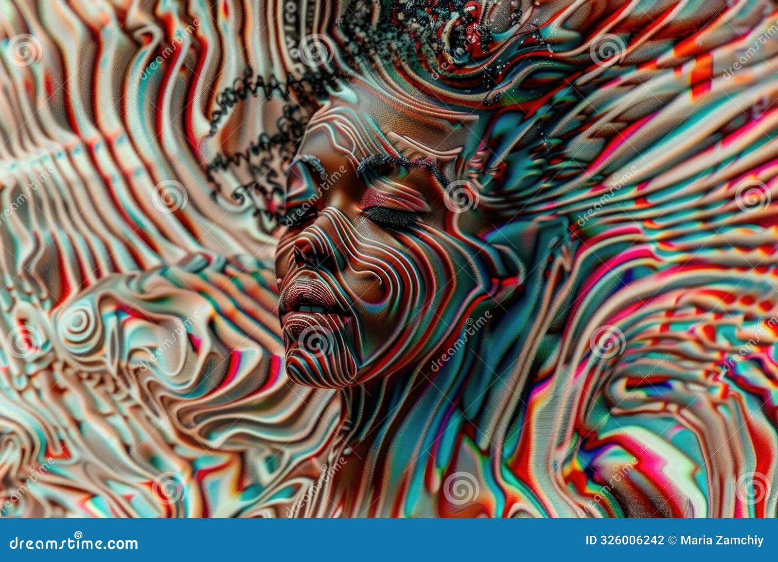 Portrait of Black Woman with Visual Distortion Effect, Striking ...