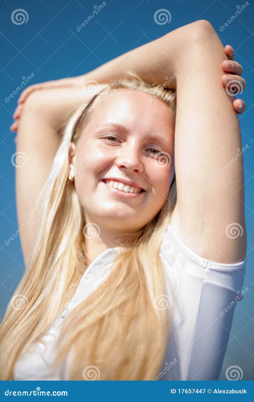Portrait of Blond Girl Outdoors Stock Image - Image of white, girl ...