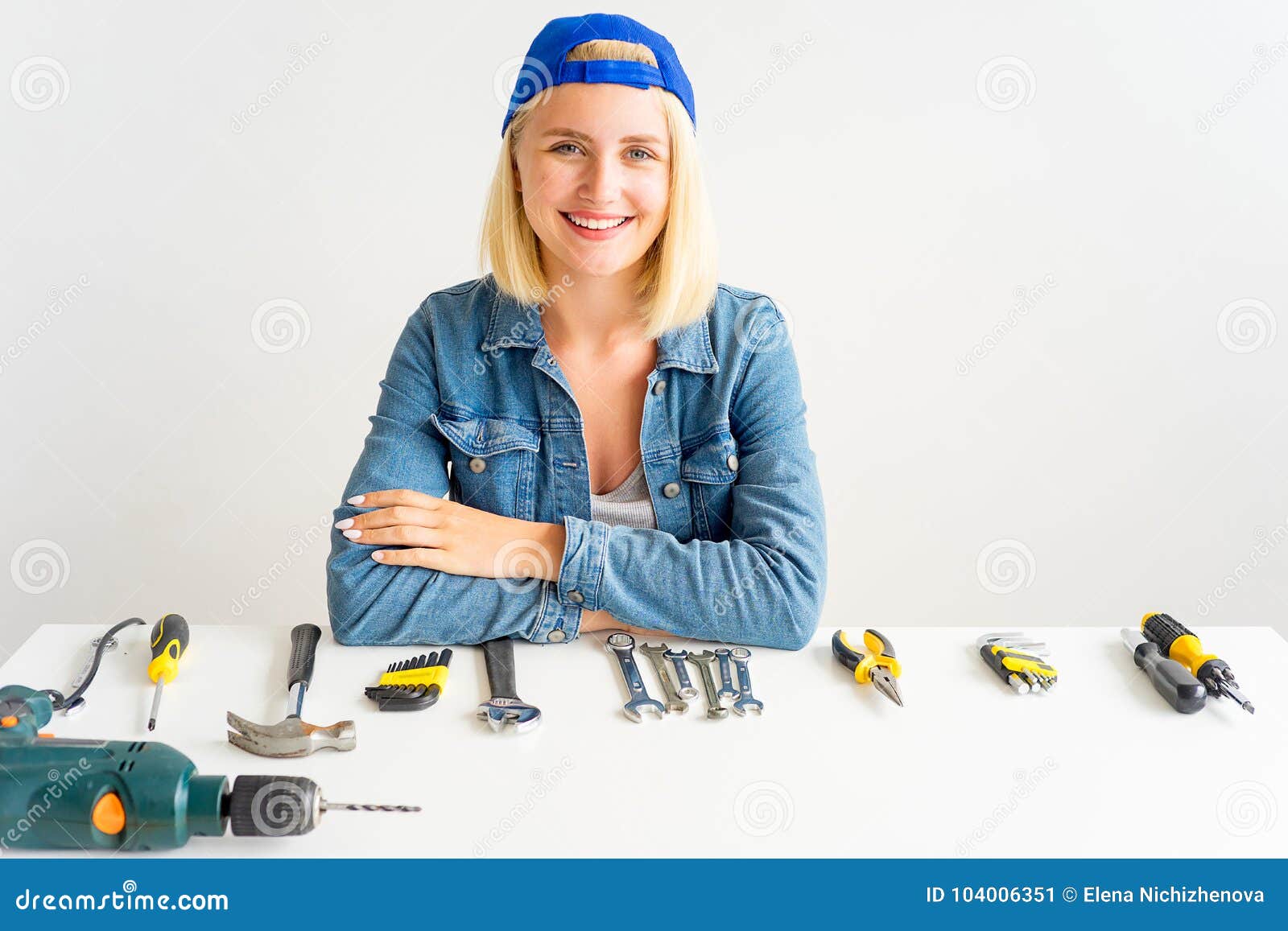 Girl with tools stock image. Image of labor, person - 104006351
